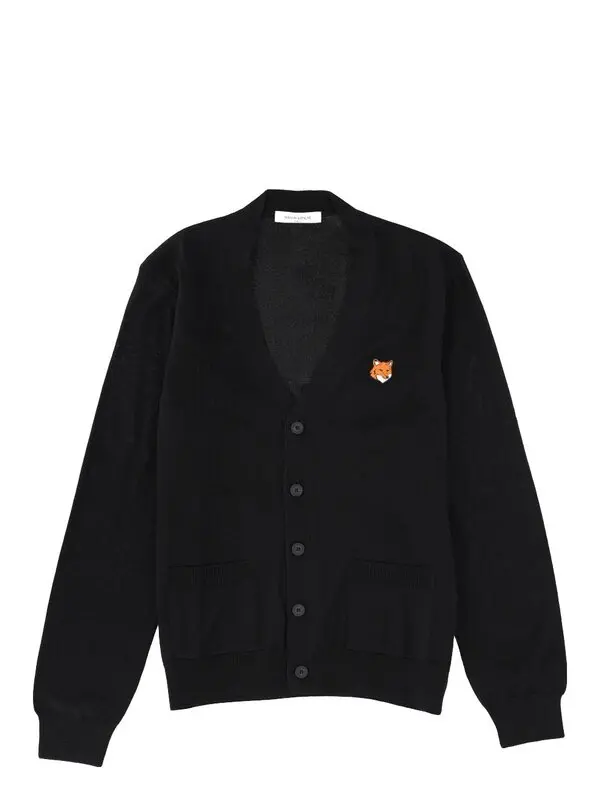 Maison Kitsuné Fox Head Wool Cardigan - Black