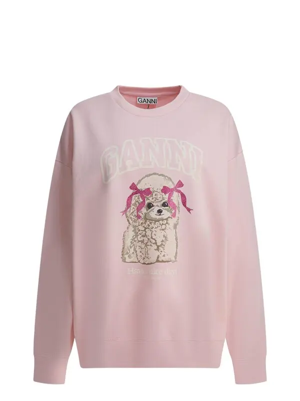 GANNI Puddle Crewneck Sweatshirt - Pink