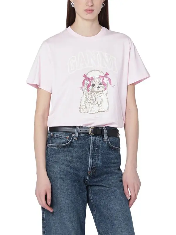 GANNI T-shirt With Logo - Pink