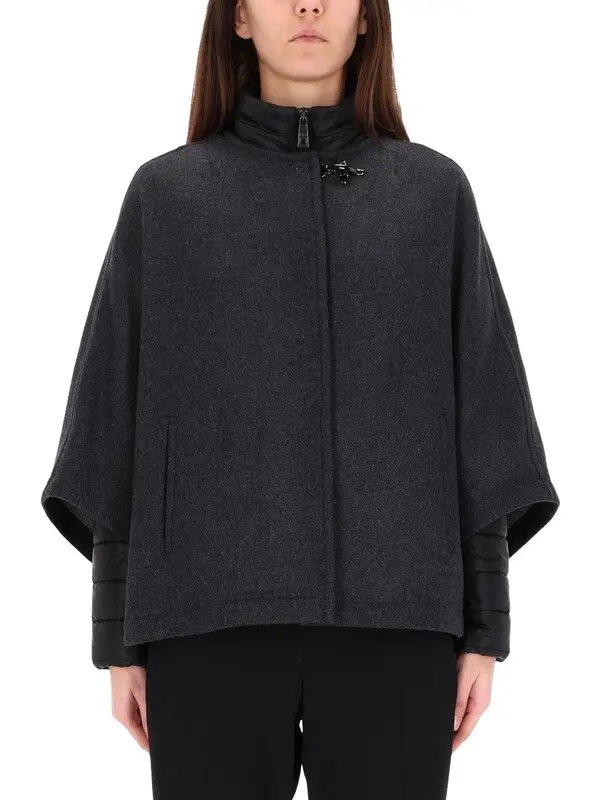 FAY Double Face Wool Cape - Grey
