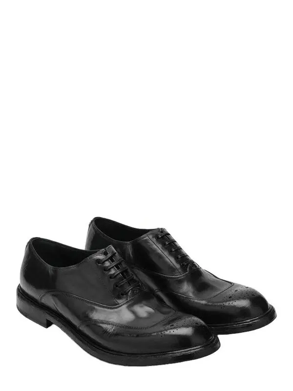 Dolce & Gabbana Washed Calfskin Lace Up Shoe - Black