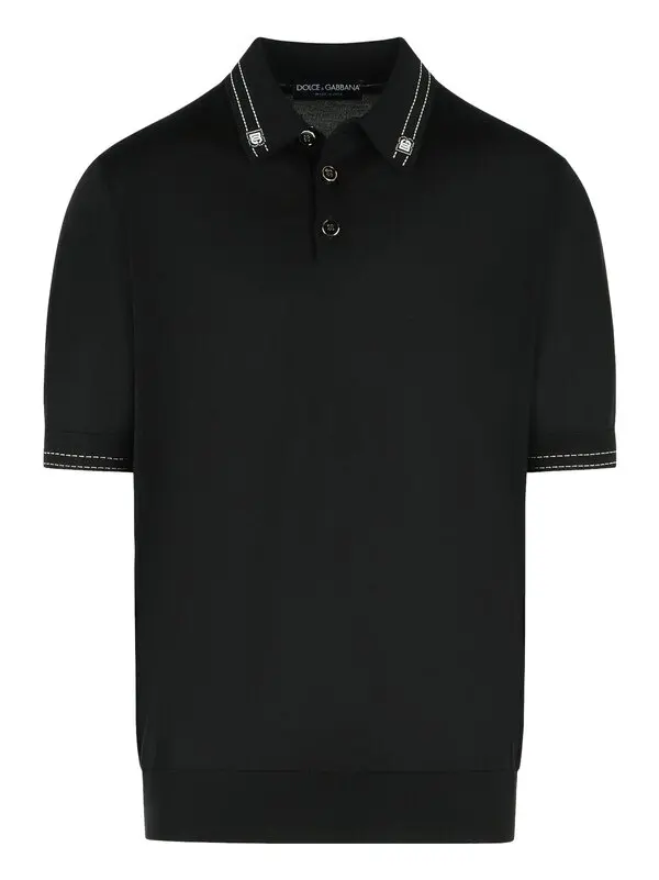 Dolce & Gabbana Silk Polo Shirt - Black