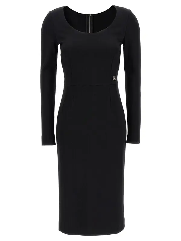 Dolce & Gabbana Logo Detail Midi Dress - Black