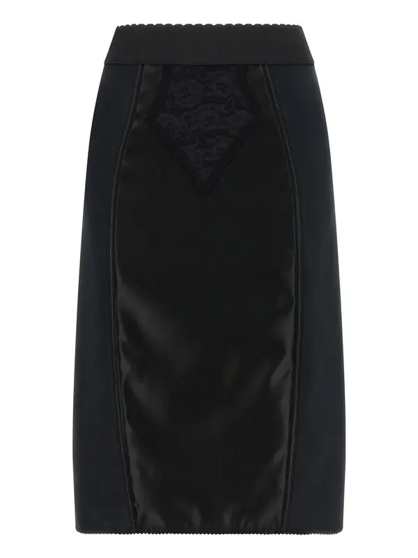 Dolce & Gabbana Lace Insert Midi Skirt - Black
