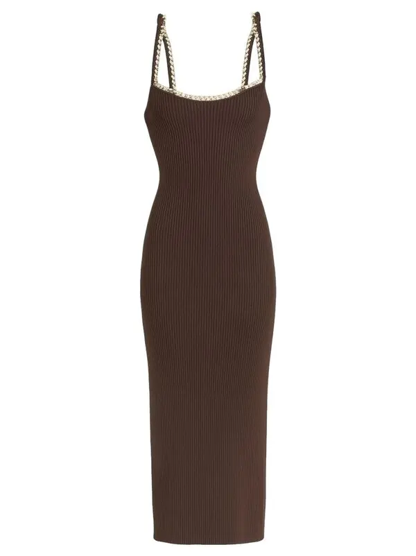 Michael Kors Midi Dress With Chain - Brown