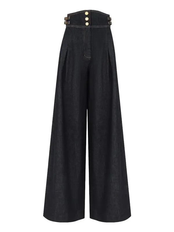 Zimmermann High Waisted Wide Leg Trousers - Blue