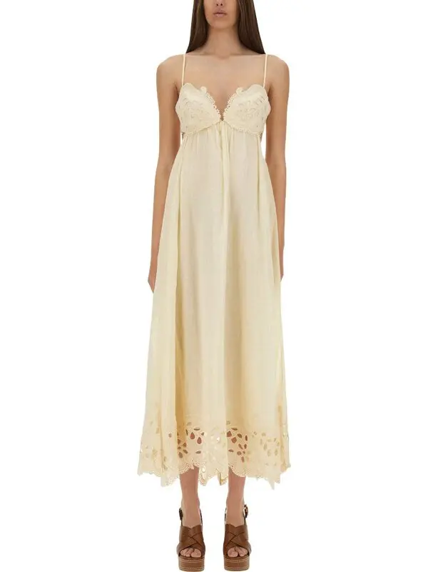 Zimmermann Embroidered Linen Dress - Ivory