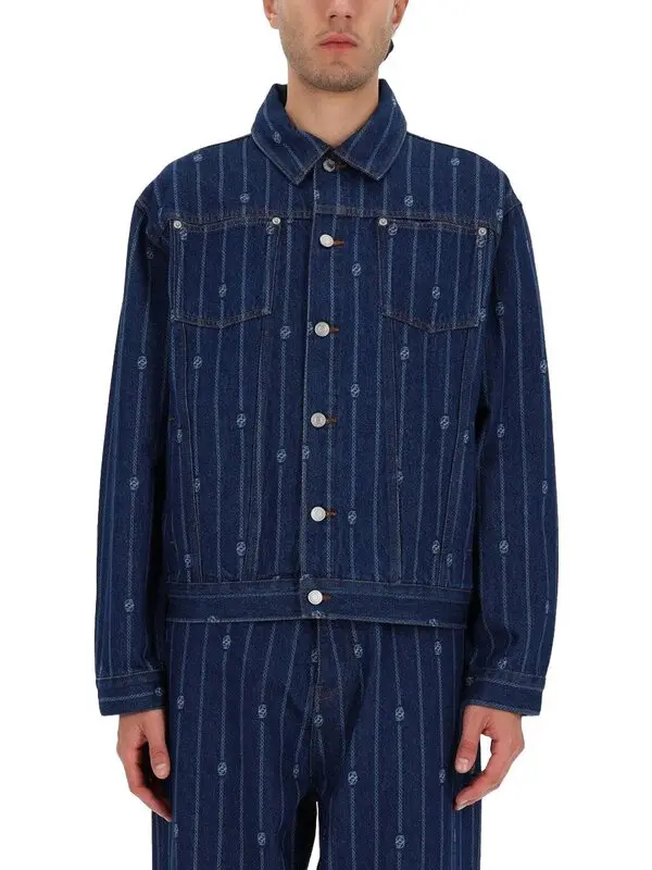 Drole De Monsieur Denim Monogramme Jacket - Blue