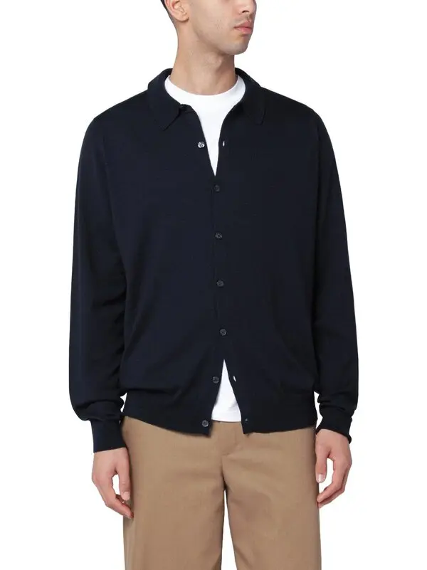 John Smedley Wool Cardigan - Blue