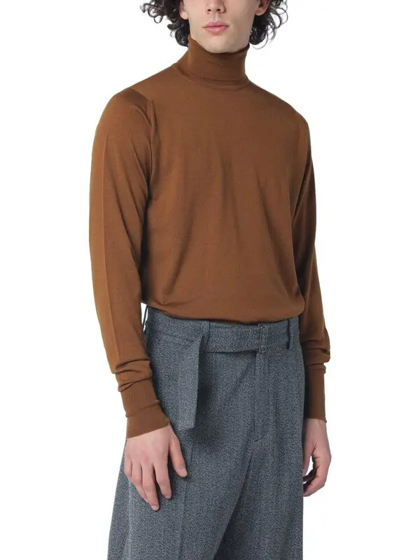 John Smedley Wool Turtleneck Sweater - Beige