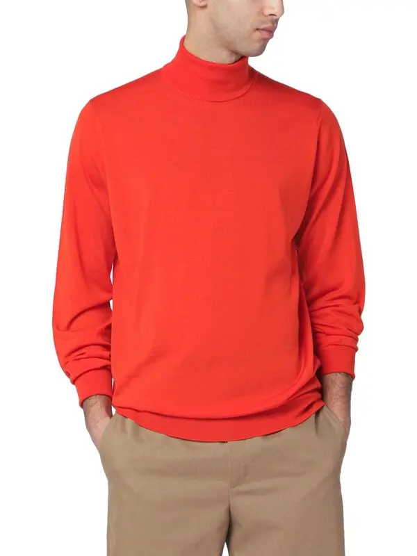 John Smedley Wool Turtleneck Sweater - Orange