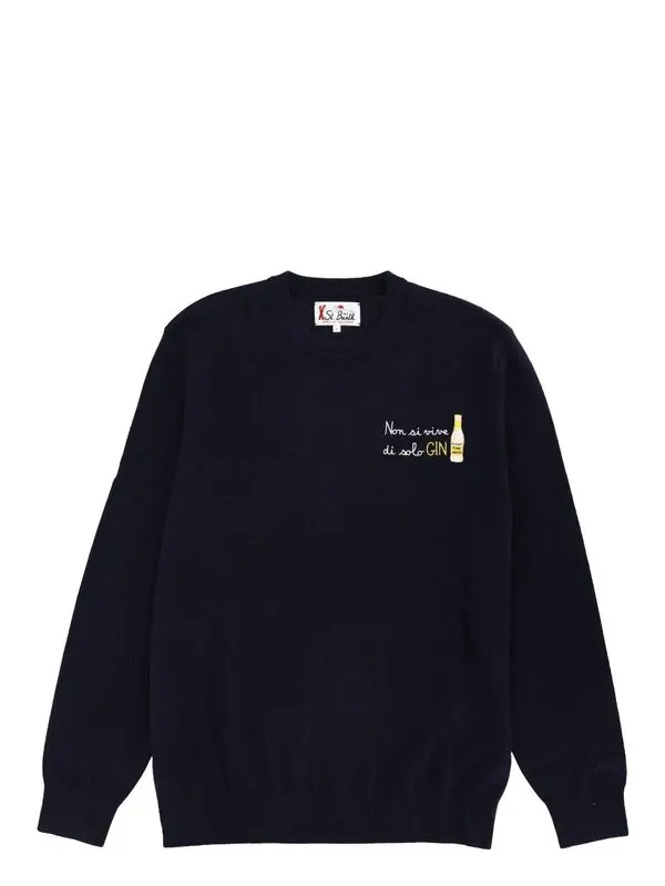 MC2 SAINT BARTH Embroidered Wool Sweater - Blue