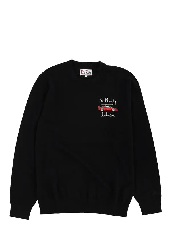 MC2 SAINT BARTH Pullover Sweater With Embroidery - Black