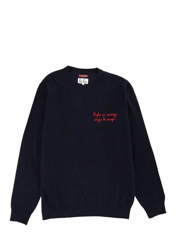 MC2 SAINT BARTH Embroidered Wool Sweater - Blue