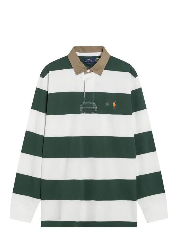 Polo Ralph Lauren Cream Striped Classic Fit Polo Shirt - Green