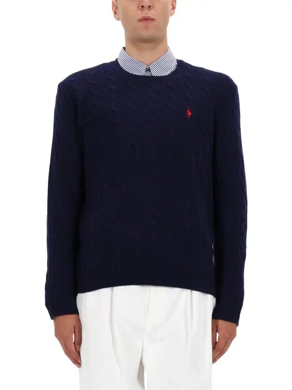 Polo Ralph Lauren Wool And Cashmere Cable Knit Sweater - Blue