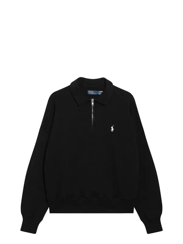 Polo Ralph Lauren Zip-up Cotton Blend Sweatshirt - Black