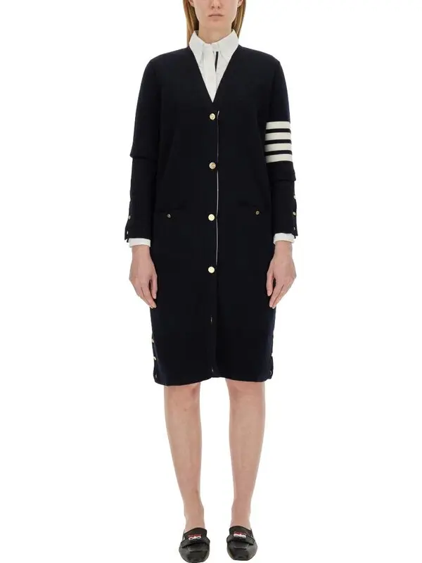 Thom Browne 4-bar Long Cardigan - Blue