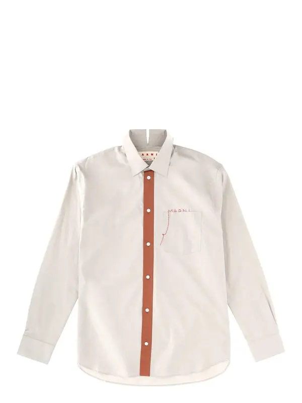 Marni Shirt With Embroidered Logo - Grey
