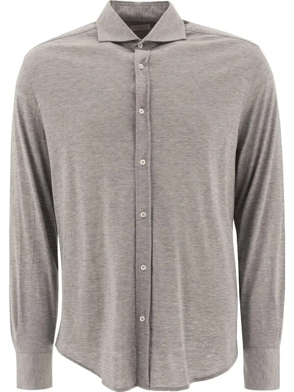 Brunello Cucinelli Silk And Cotton Shirt - Grey