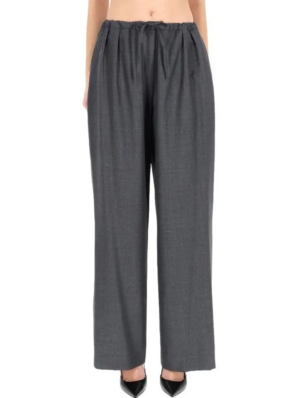 Loulou De Saison Wide Leg Virgin Wool Trousers - Charcoal