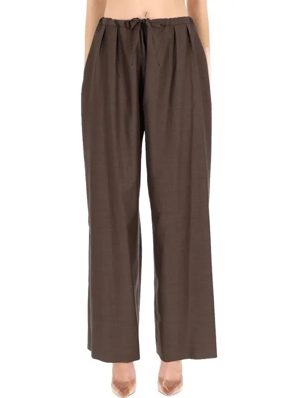 Loulou De Saison Wide Leg Virgin Wool Pants - Brown