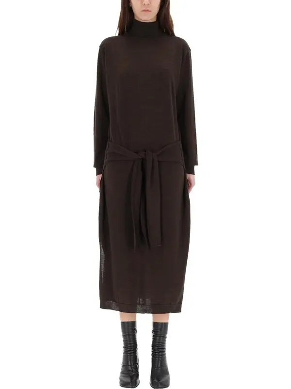 LEMAIRE Trompe L'oeil Midi Dress - Brown