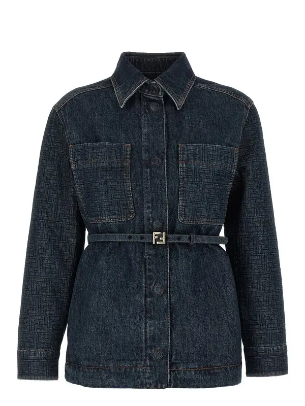 Fendi Ff Denim Jacket - Blue