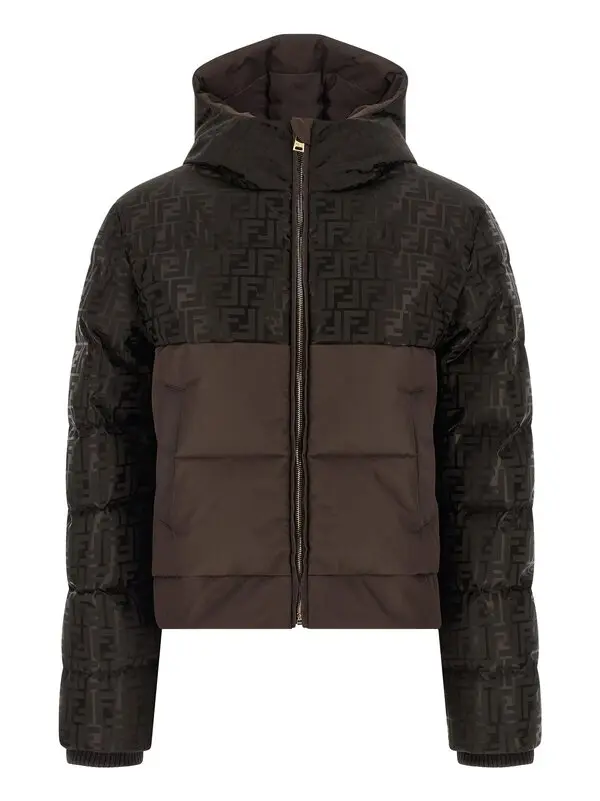 Fendi Ff Nylon Down Jacket - Brown