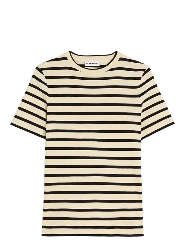 JIL SANDER Striped Cotton T-shirt - Red