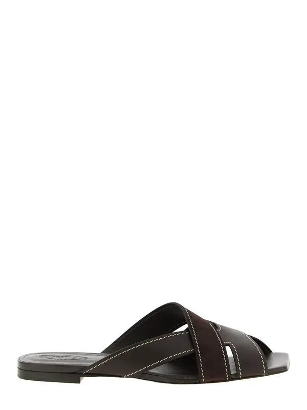 TOD'S Leather Weaved Sandals - Brown