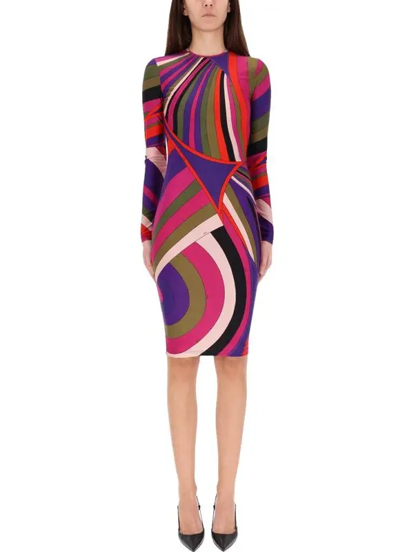 Emilio Pucci Midi Dress With 'iris' Print - Multicolour