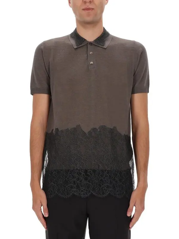 Fendi Polo With Lace - Grey