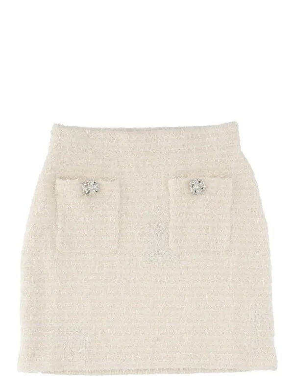 SELF-PORTRAIT Mini Wool Skirt - Ivory