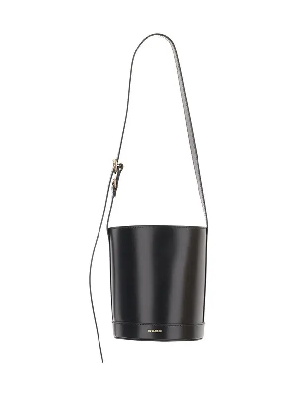 JIL SANDER Calfskin Leather Bucket Bag - Black