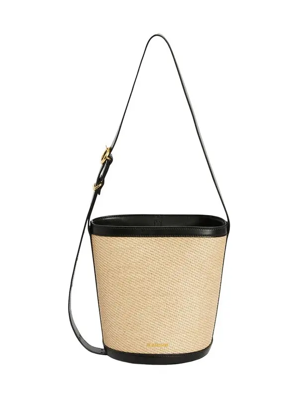 JIL SANDER Cannolo Bucket Bag In Leather And Raffia - Natural