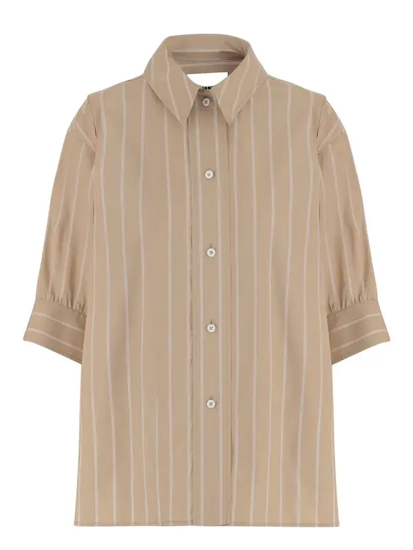 JIL SANDER Striped Cotton Shirt - Beige