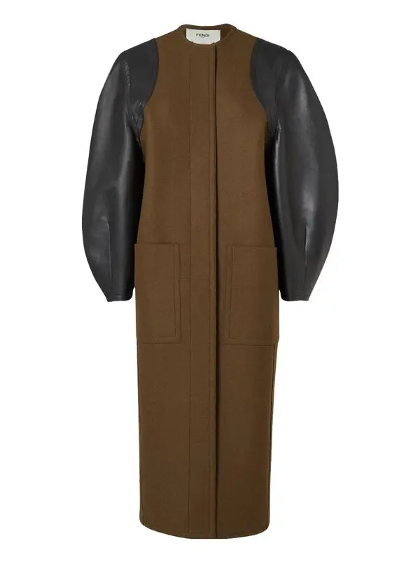Fendi Wool And Leather Coat - Green
