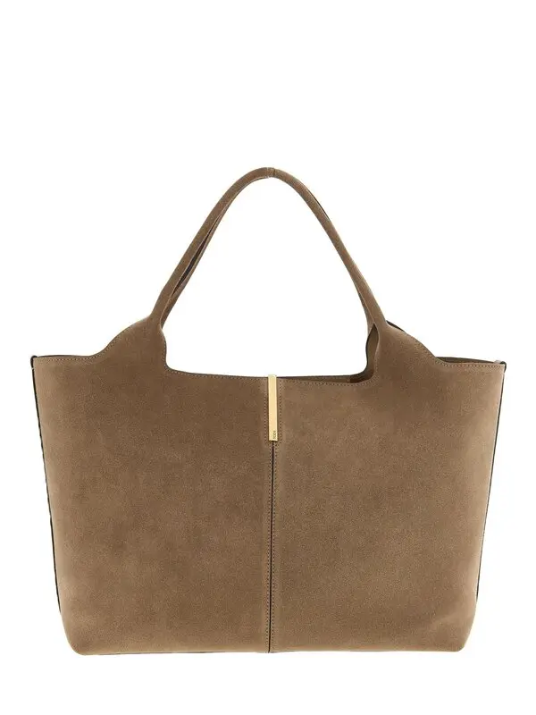 TOD'S Small To Medium Suede Shopper - Beige
