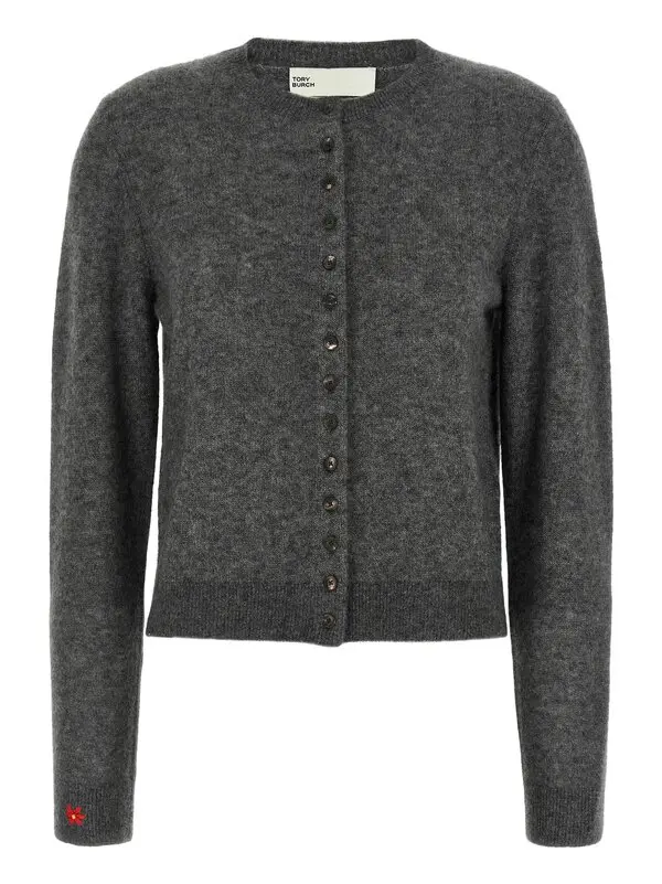 Tory Burch Embroidery Cardigan - Gray