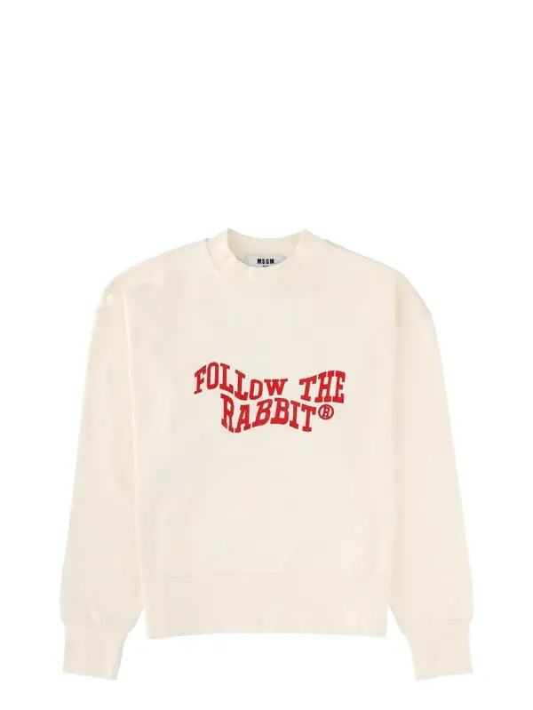 MSGM Oversized 'follow The Rabbit' Sweatshirt - White