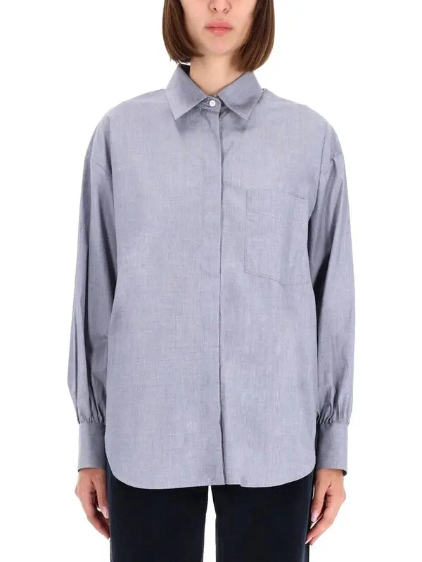 Aspesi High Collar Regular Fit Shirt - Azure