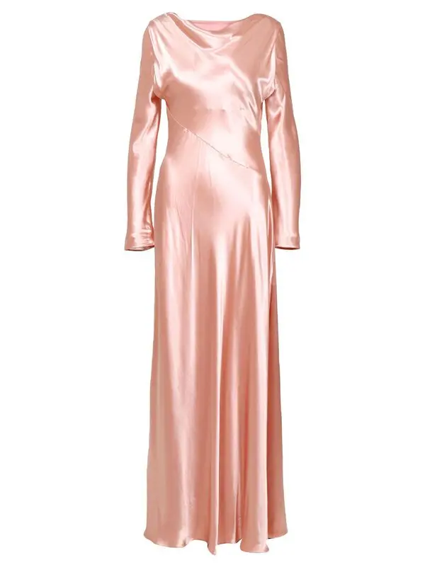 Alberta Ferretti Satin Long Dress - Powder Pink
