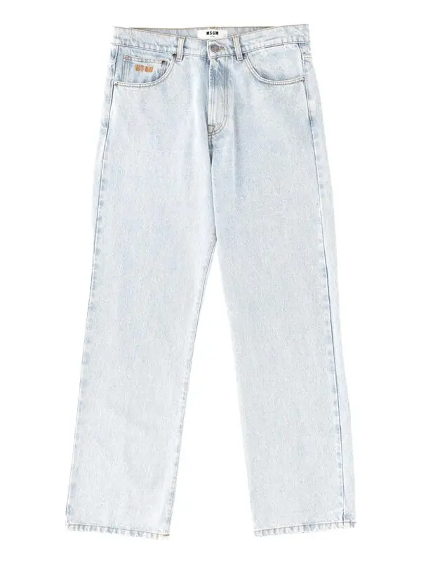 MSGM Oversized Jeans With Embroidered Logo - Blue