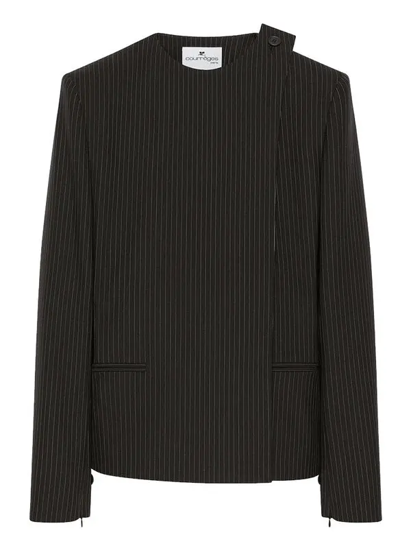 COURREGES Buckle Pinstripes Jacket - Black