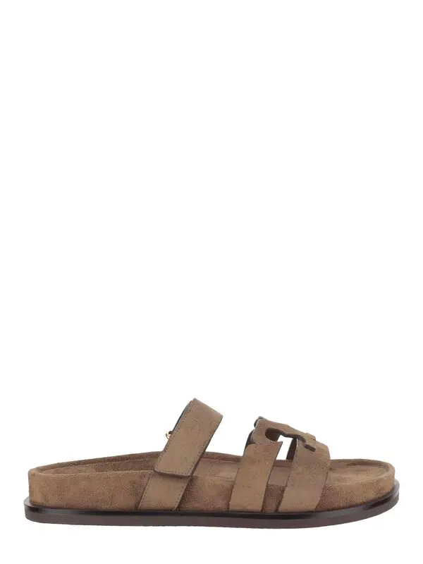 Tory Burch Ines Suede Sliders - Beige