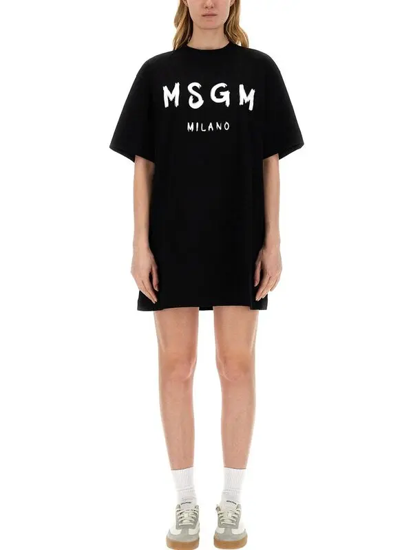 MSGM Brushed Logo Dress - Black