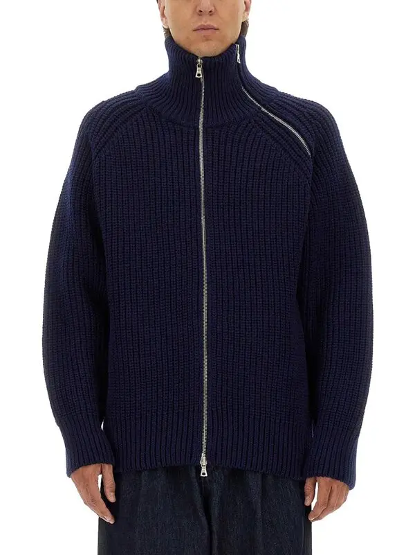 Dries Van Noten Zippered Wool Sweater - Blue