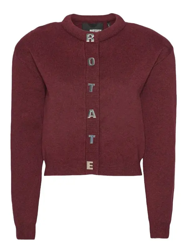 Remain Birger Christensen Lettered Cropped Cardigan - Bordeaux