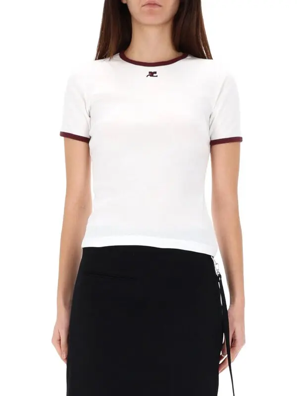 COURREGES Signature Contrast T-shirt - White